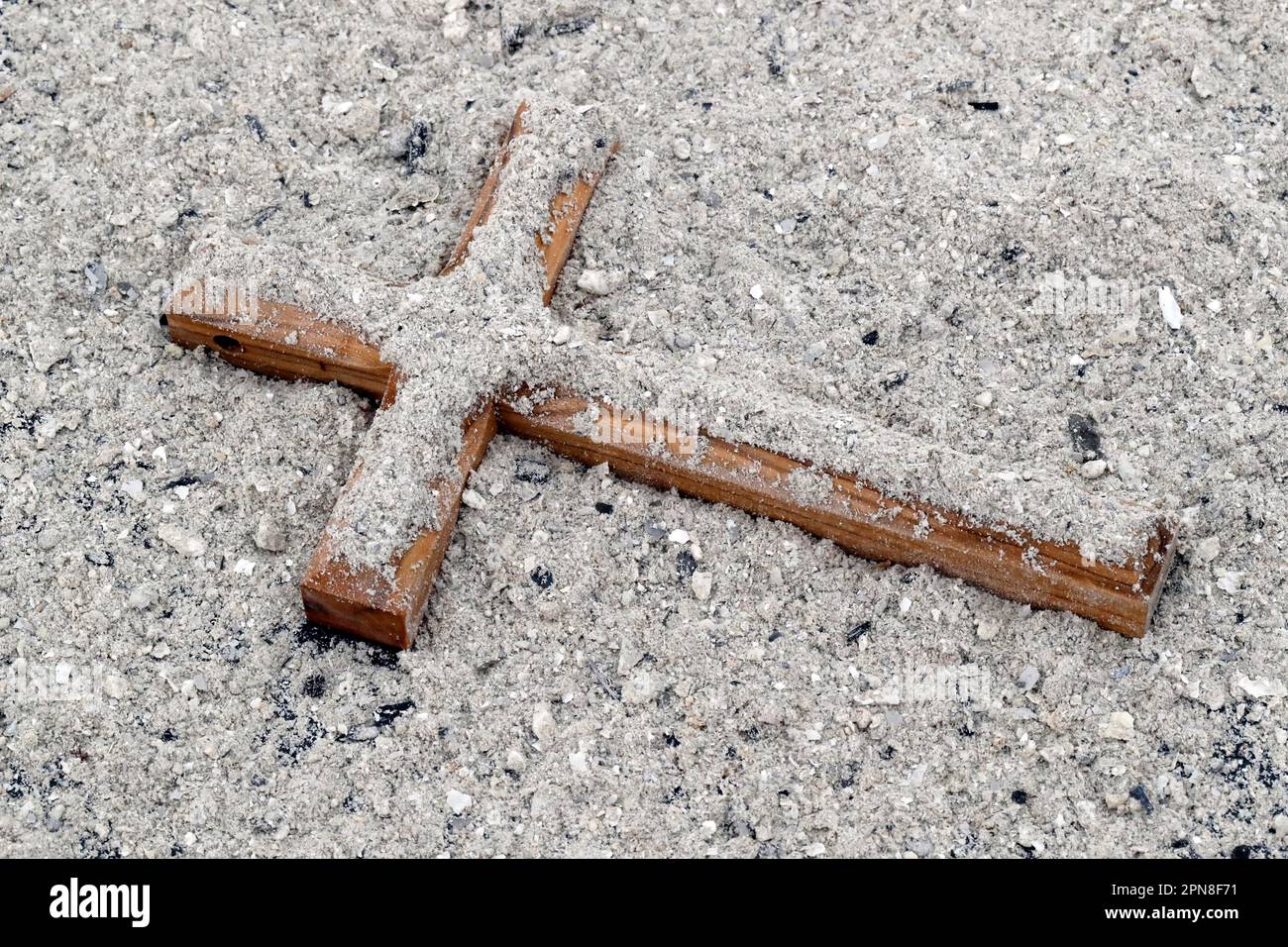 Ashes and wooden christian cross. Ash Wednesday celebration. Lent ...