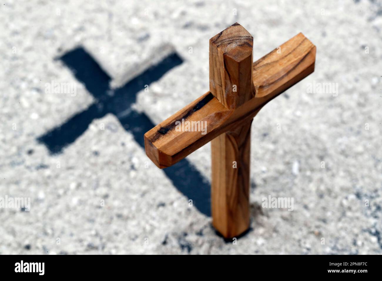 Ashes and wooden christian cross. Ash Wednesday celebration. Lent ...