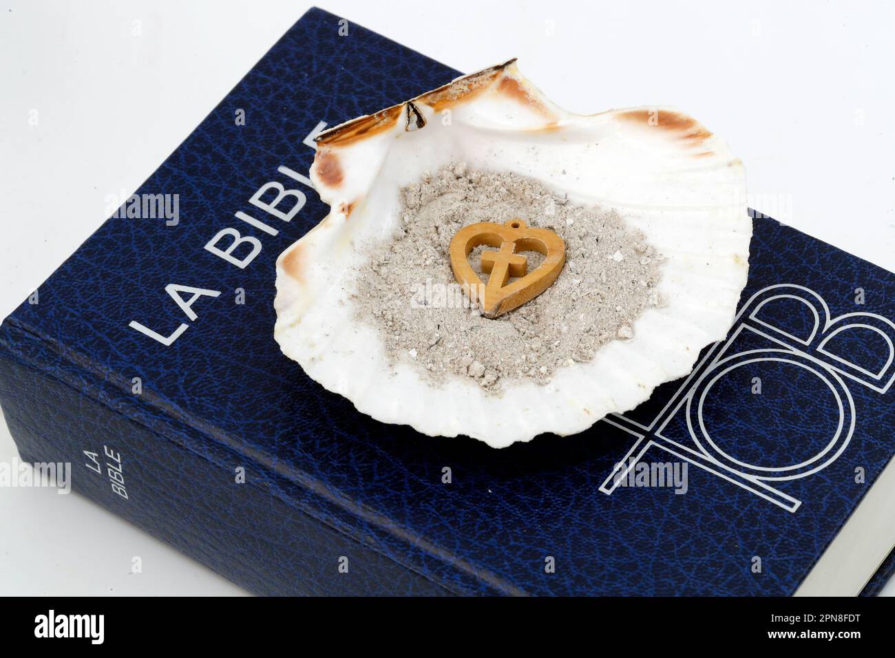 Bible and scalllop shell with ashes. Ash Wednesday. Lent season Stock ...