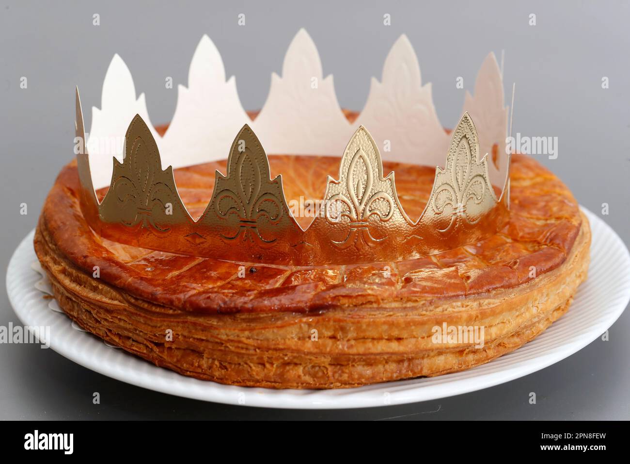 King cake, galette des rois and its crown. A popular food item ...