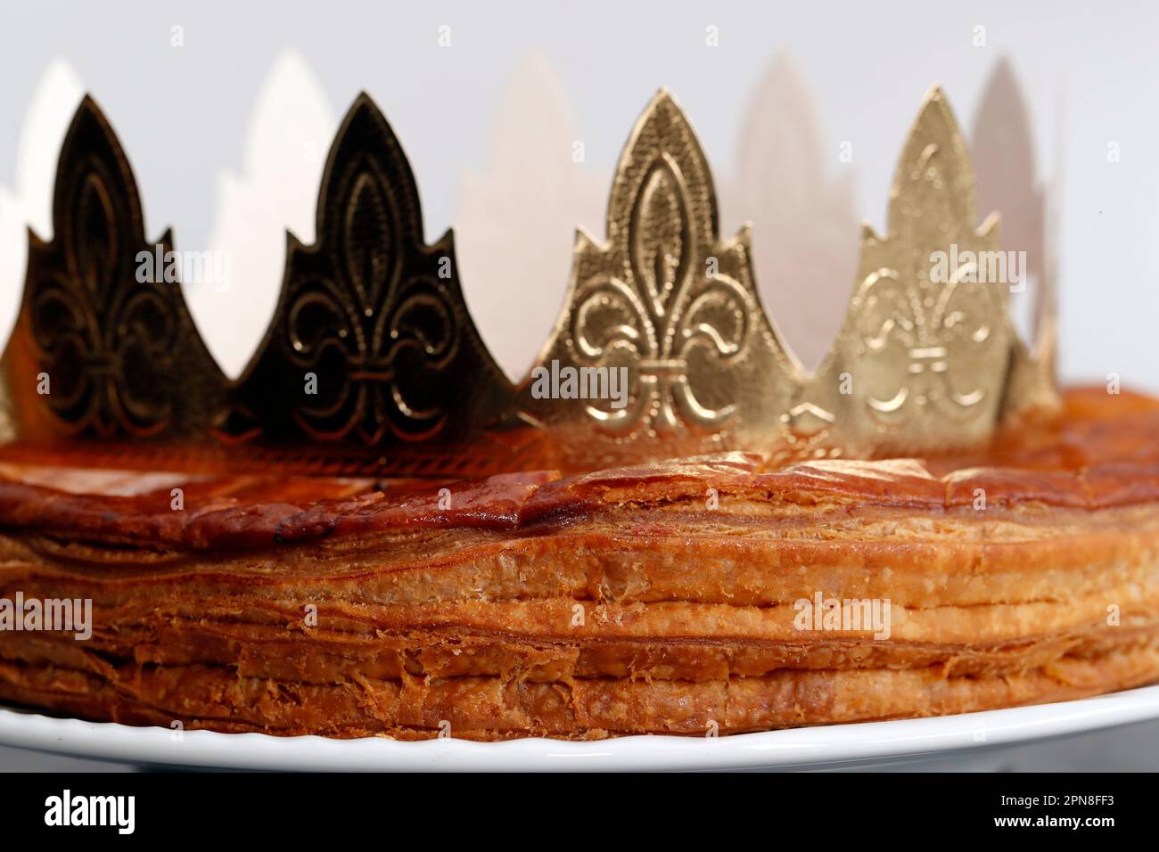 King cake, galette des rois and its crown. A popular food item ...