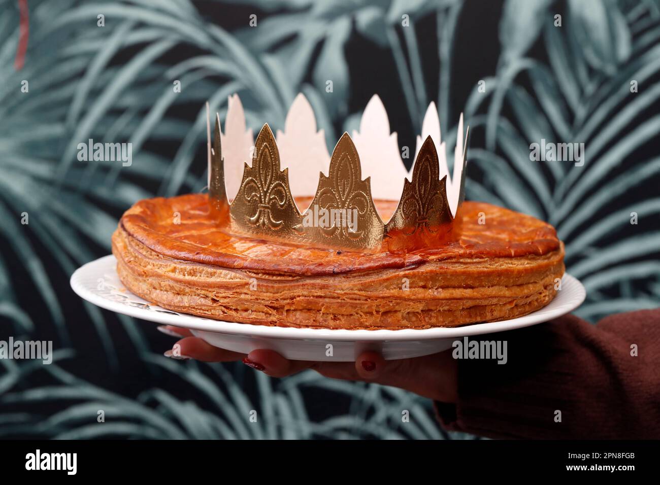 King cake, galette des rois and its crown. A popular food item ...