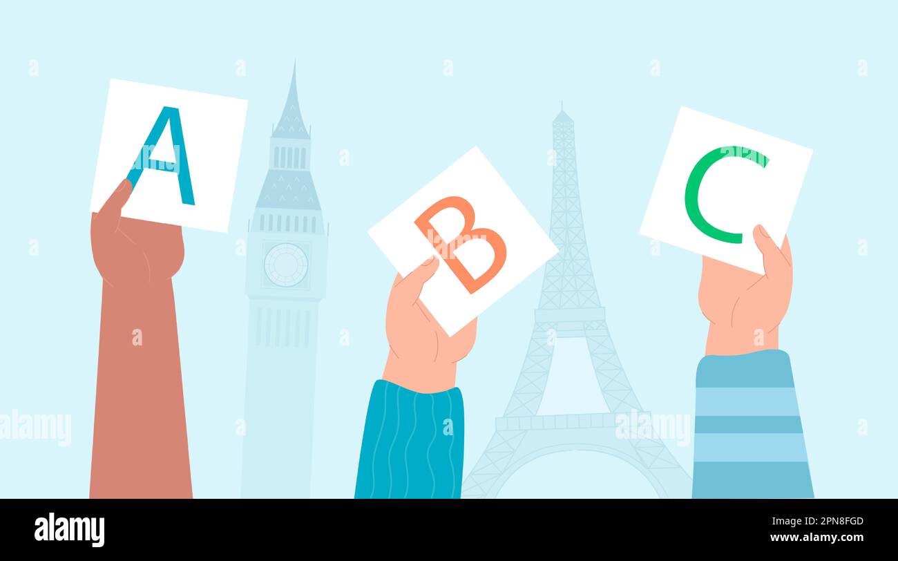 Hands holding posters with letters of alphabet Stock Vector Image & Art ...