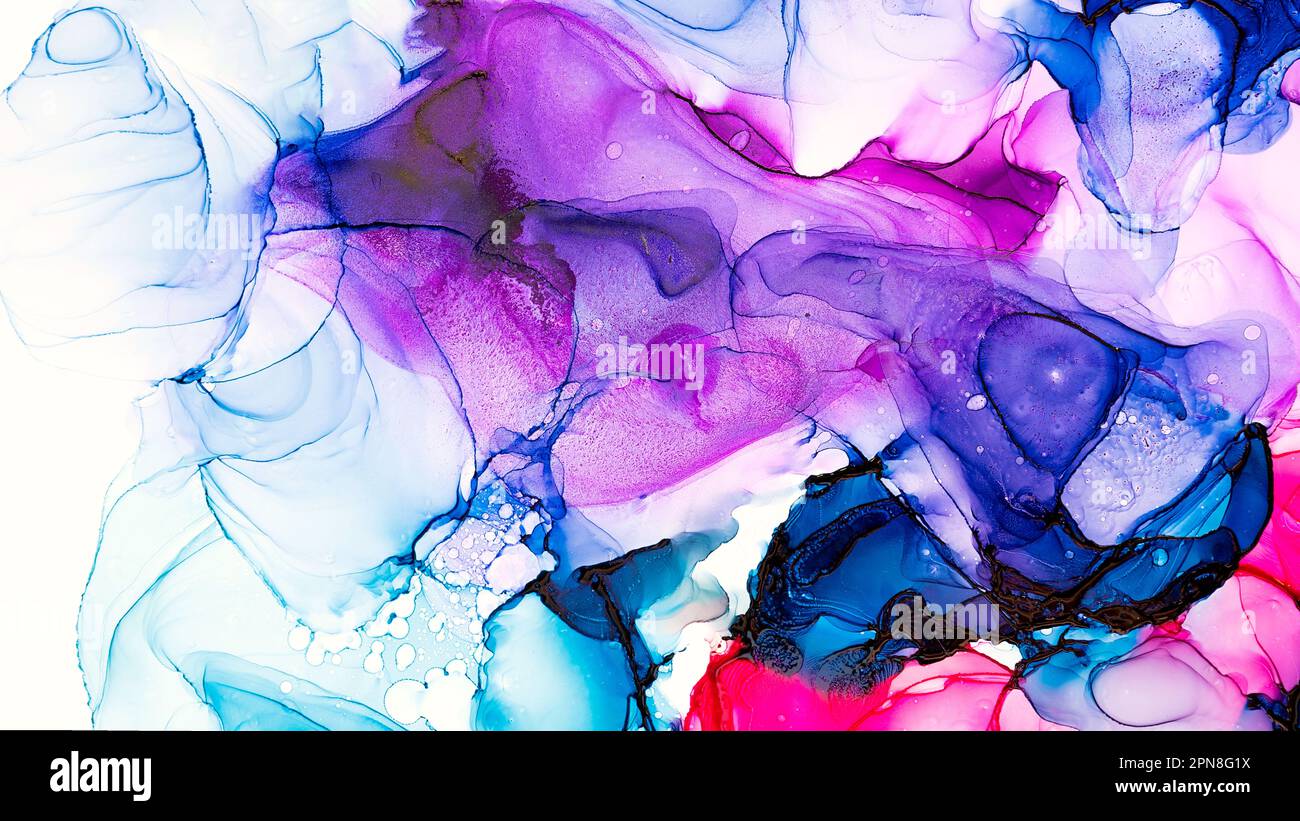 Abstract Fluid Art Alcohol Ink. Pink, Blue and Purple Colors. Trendy ...
