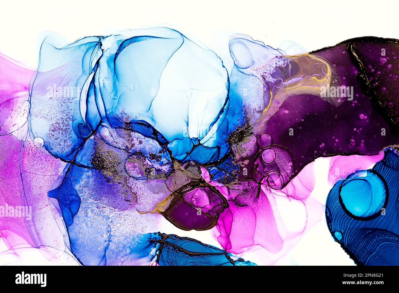 Alcohol Ink Translucent. Modern Multicolor Fluid Art. Indigo Perfect ...