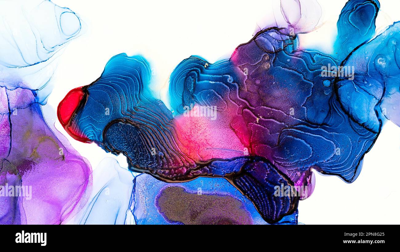 Abstract Fluid Art Alcohol Ink. Pink, Blue and Purple Colors. Trendy ...