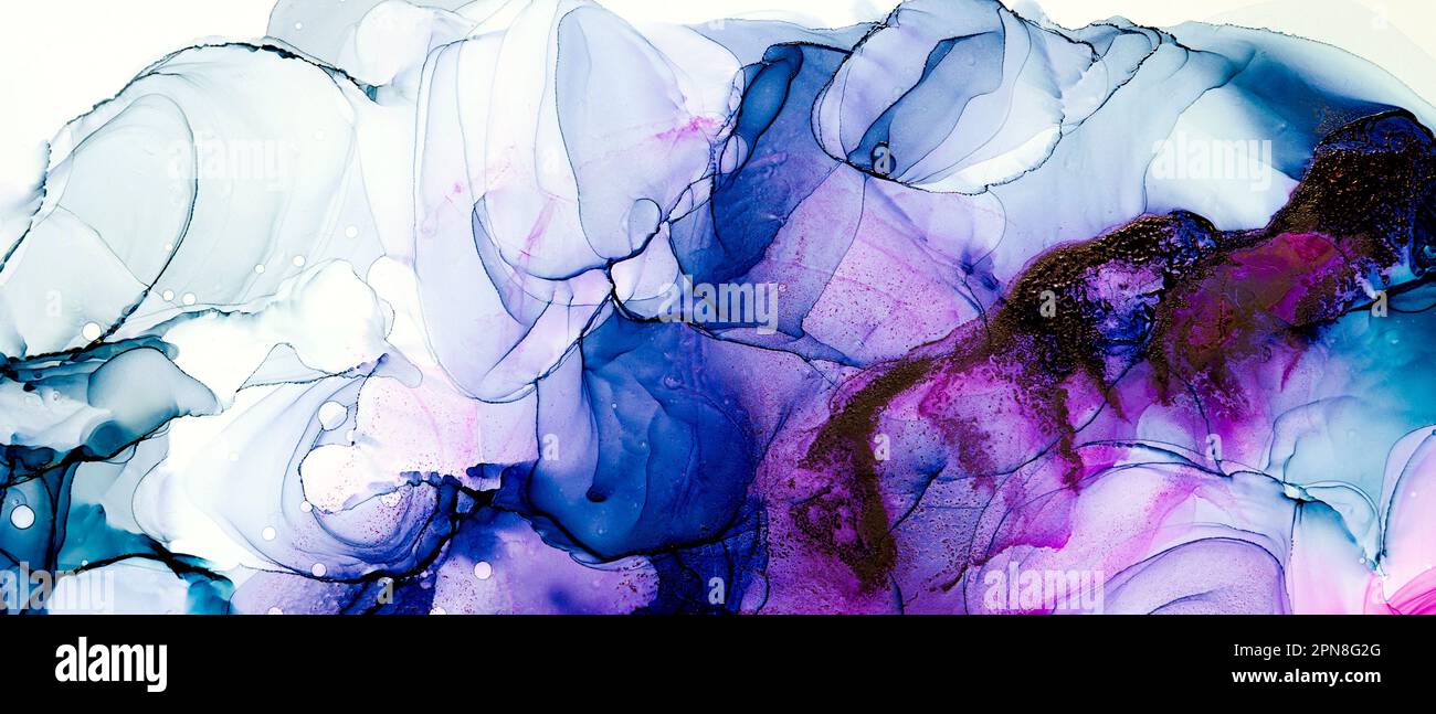 Alcohol Ink Translucent. Modern Multicolor Fluid Art. Dark Indigo ...