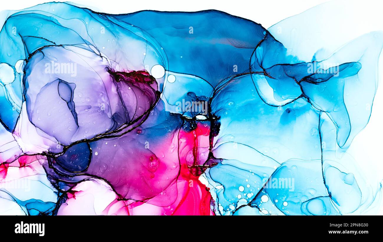 Abstract Fluid Art Alcohol Ink. Pink, Blue and Purple Colors. Trendy ...