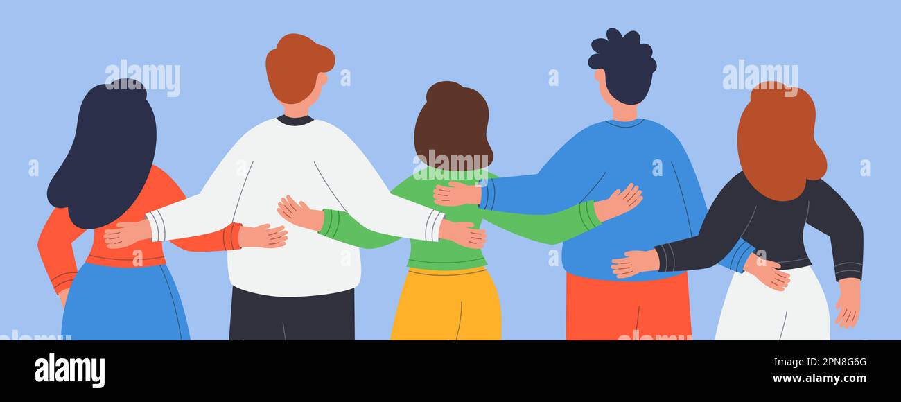 Back view of group of friends hugging Stock Vector Image & Art - Alamy