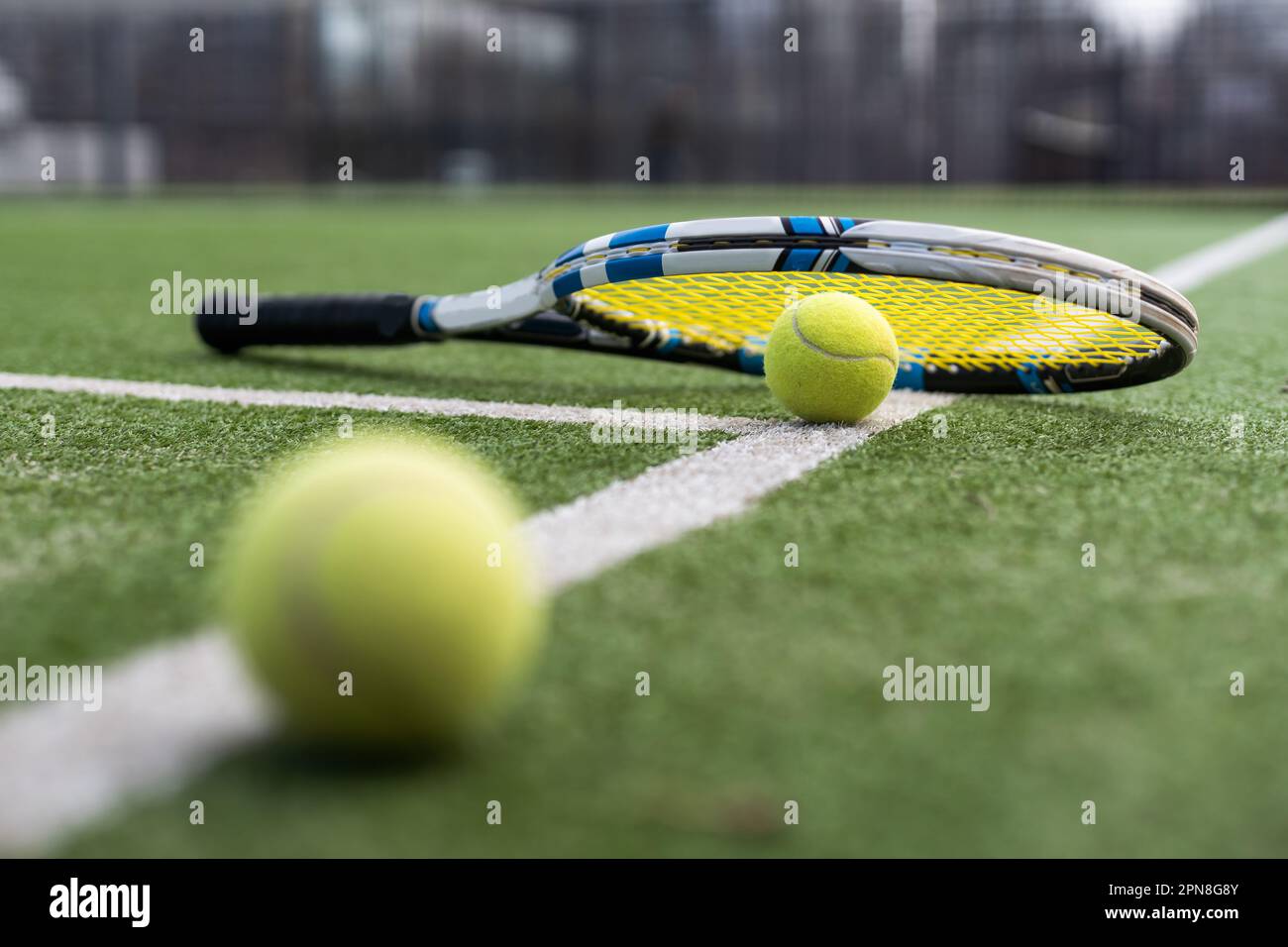 tennis ball on tennis grass court Stock Photo - Alamy
