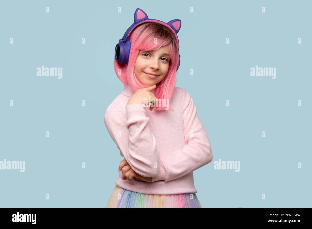 Portrait cute teen school girl. Zoomer. Alternative look. Young female ...