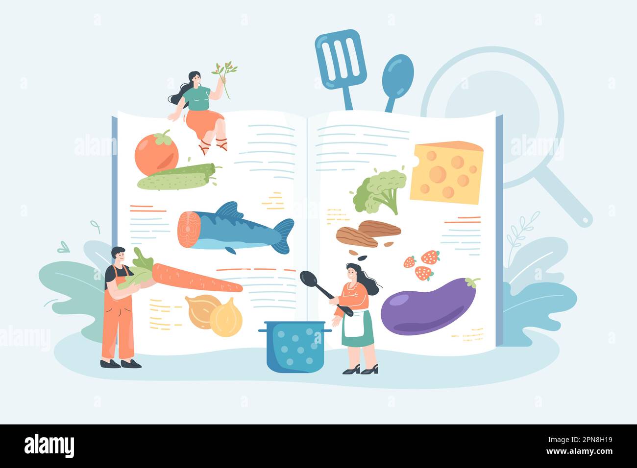 Chefs cooking food, using recipe book Stock Vector Image & Art - Alamy