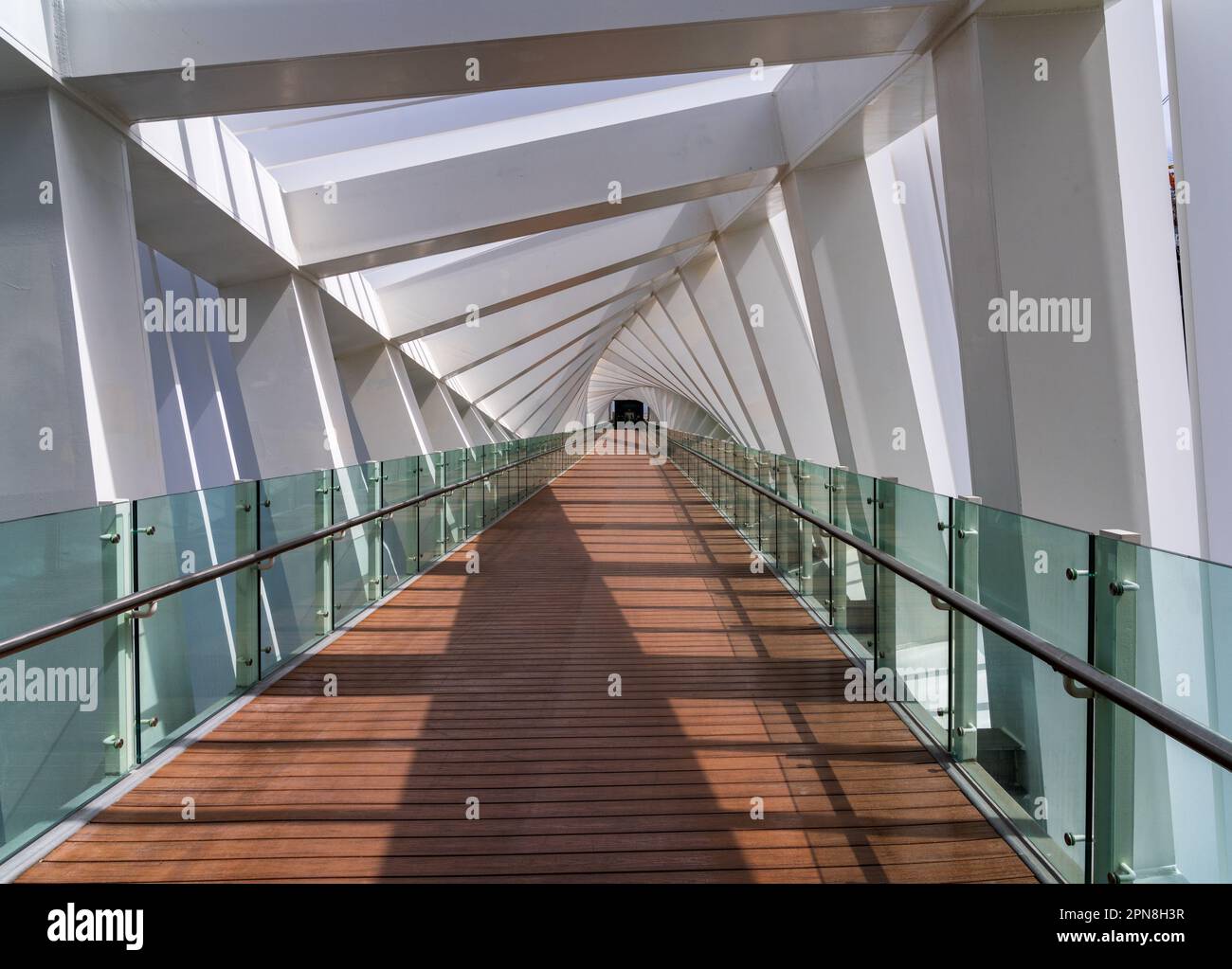 Interior of twisting helix design of Dubai Water Canal bridge over the ...