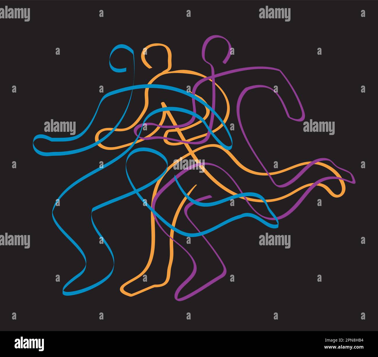 Running race, marathon, jogging, line art stylized. Stylized ...