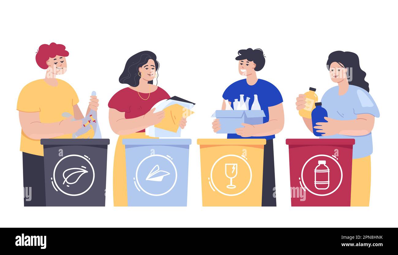 People sorting garbage flat vector illustration Stock Vector Image & Art - Alamy