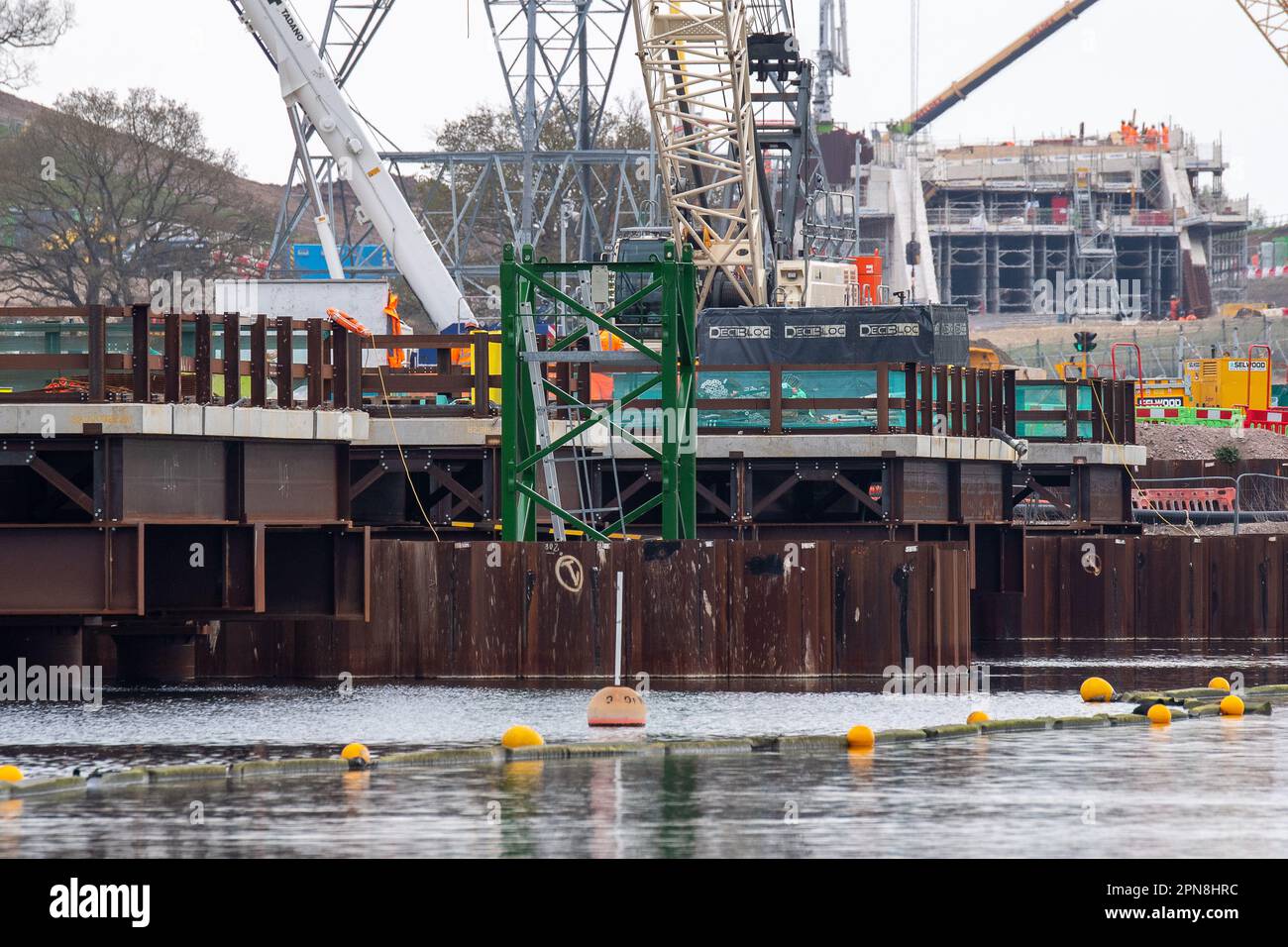 Harefield, UK. 17th April, 2023. HS2 jetty building across Harefield ...