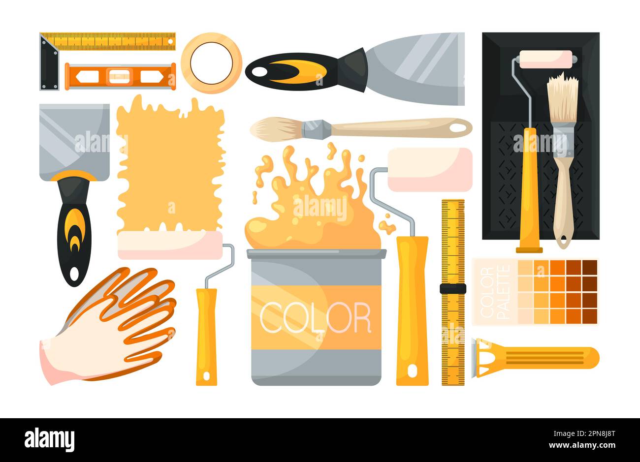 Tools for painting walls vector illustrations set Stock Vector Image ...