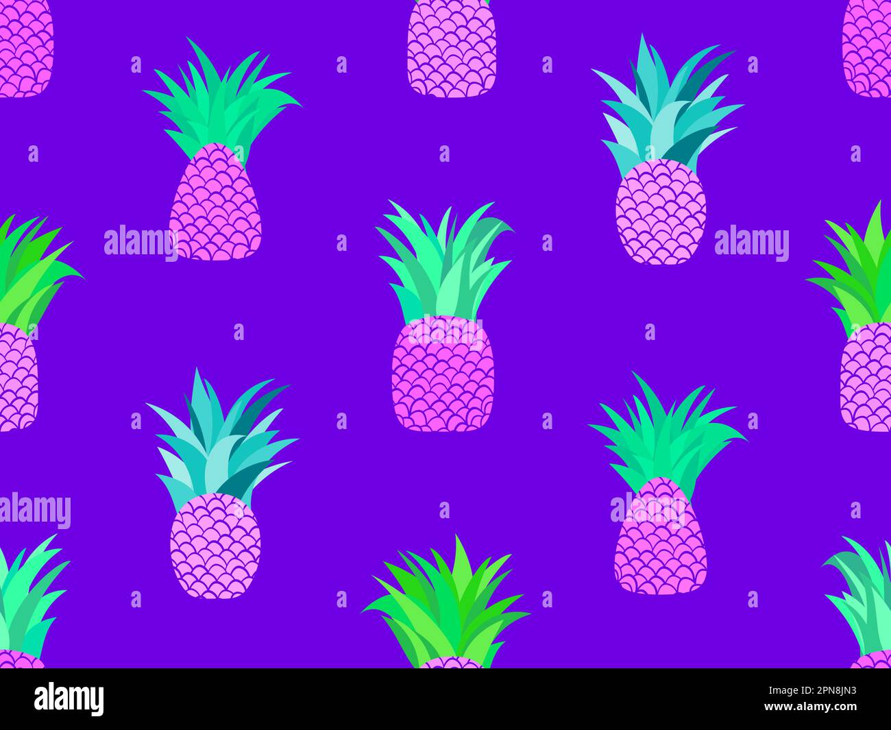 Pineapple set isolated on white background. Purple pineapples with ...