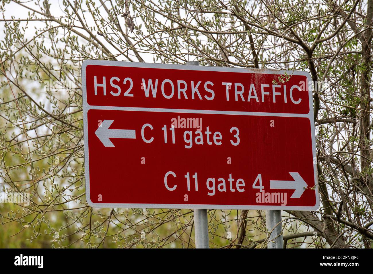 Harefield, UK. 17th April, 2023. A sign for one of the HS2 construction ...