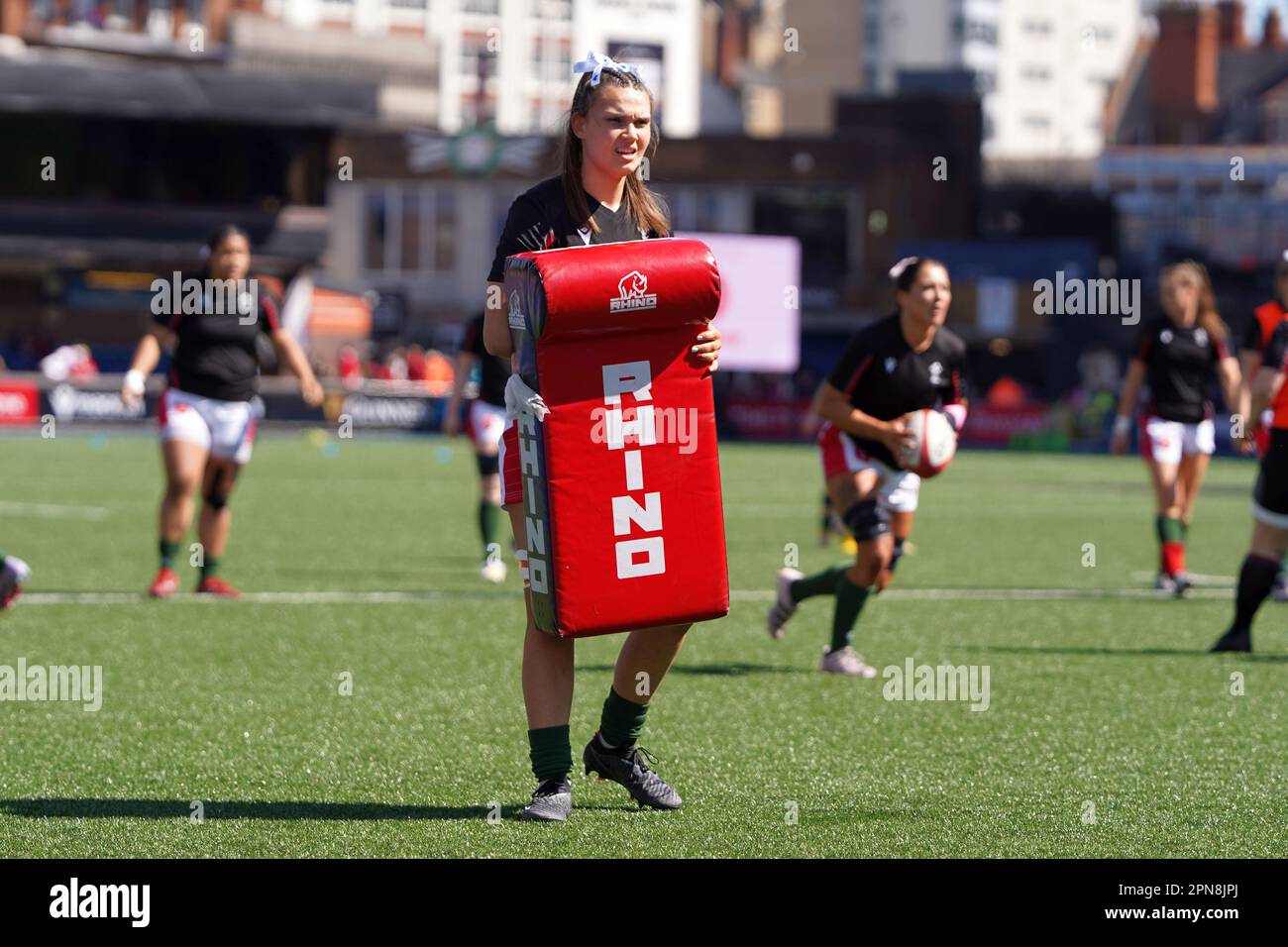 Bryonie King in warn up prior to winning her first WRU cap during Wales ...
