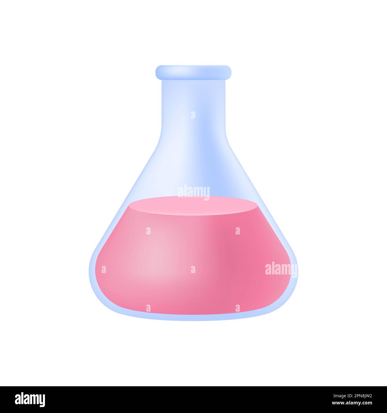 Glass laboratory flask of cone shape with red liquid 3D icon Stock ...