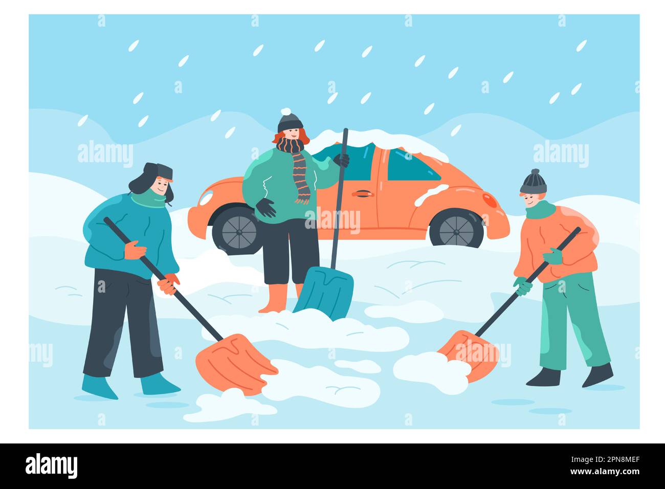 Man removing snow from car Stock Vector Images - Alamy