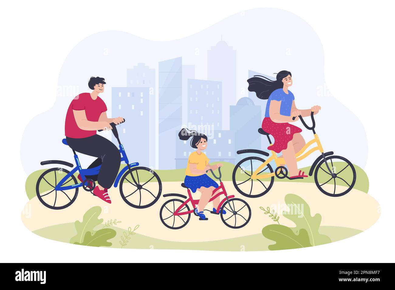 Family riding bikes child helmet Cut Out Stock Images & Pictures - Alamy