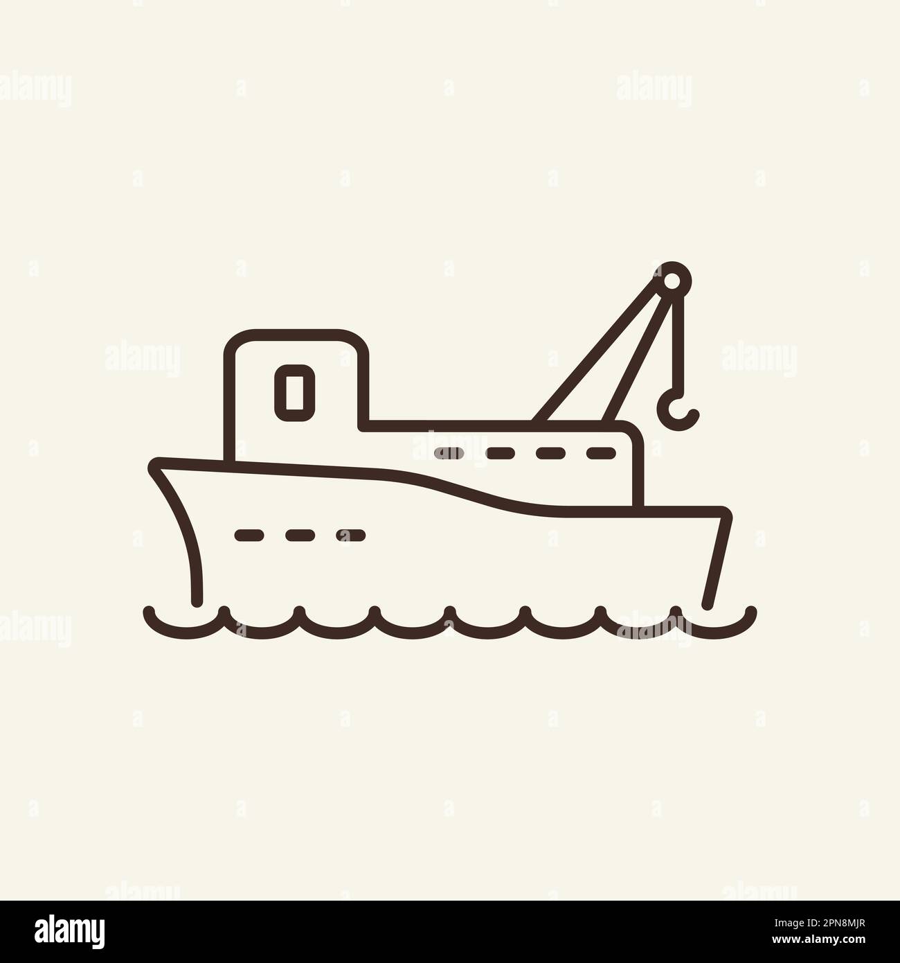 Cargo ship line icon. Big cargo ship on white background. Maritime ...