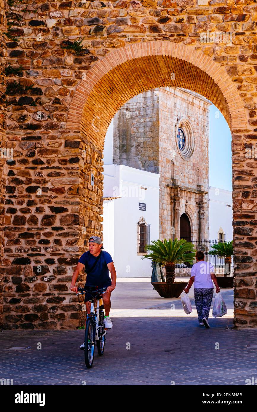 Gate of San Sebastian. It forms part of the medieval wall of Olivenza ...