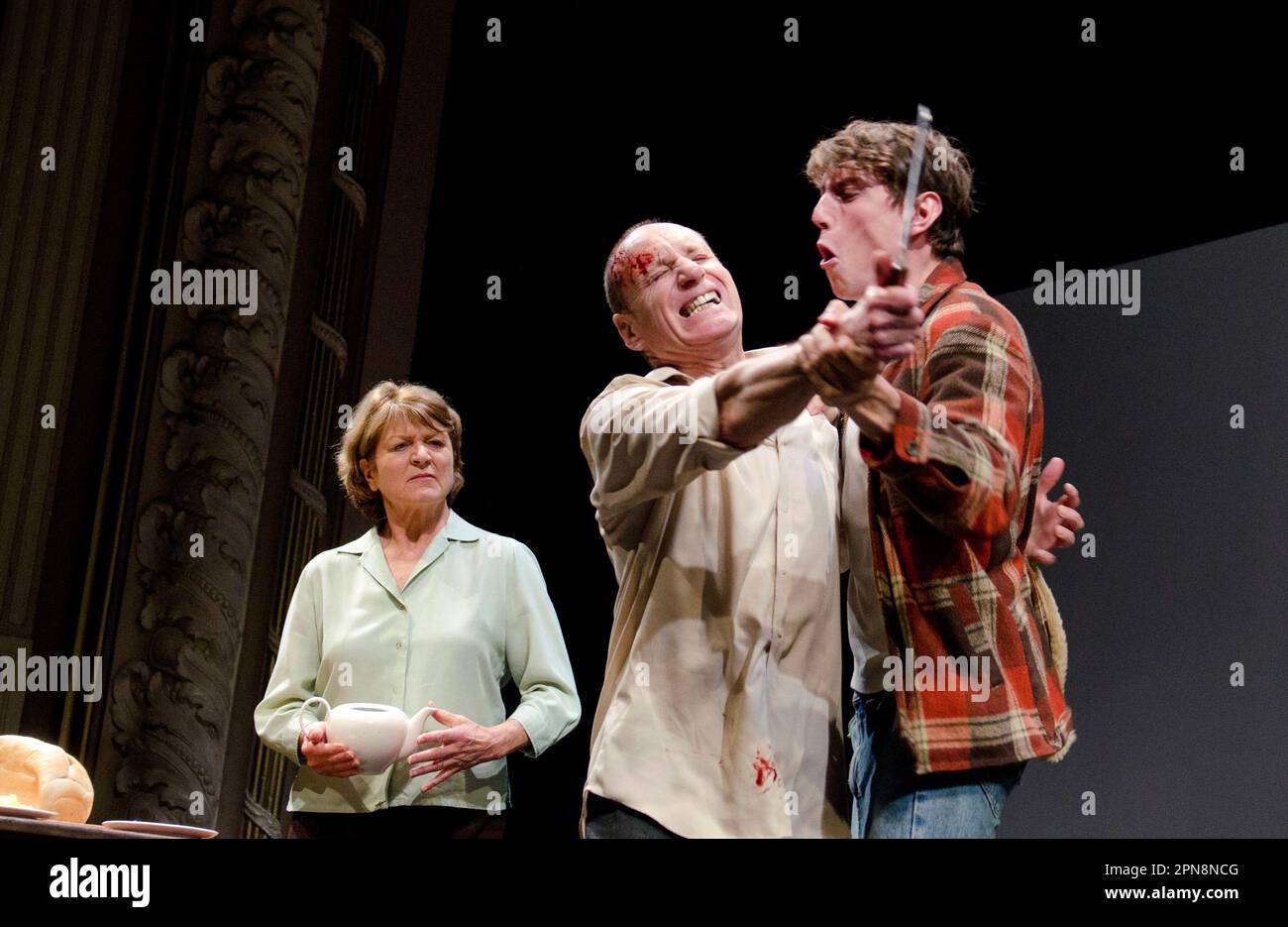 l-r: Susan Brown (Mary), Michael Feast (Harry), Morgan Watkins (Len) in ...