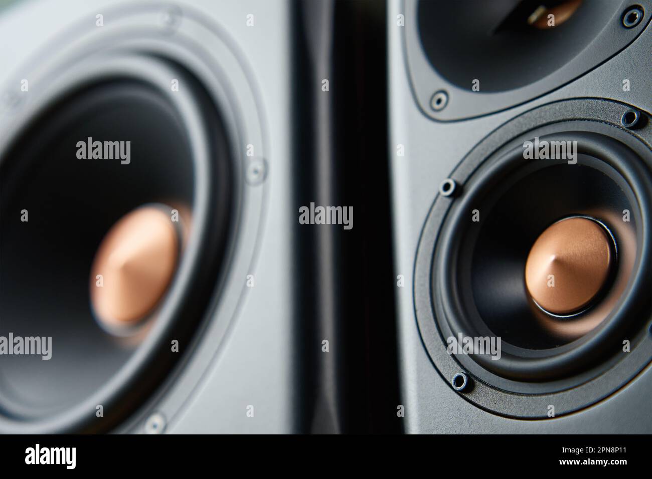 Sound speaker in living room interior. Set for listening music. Audio ...