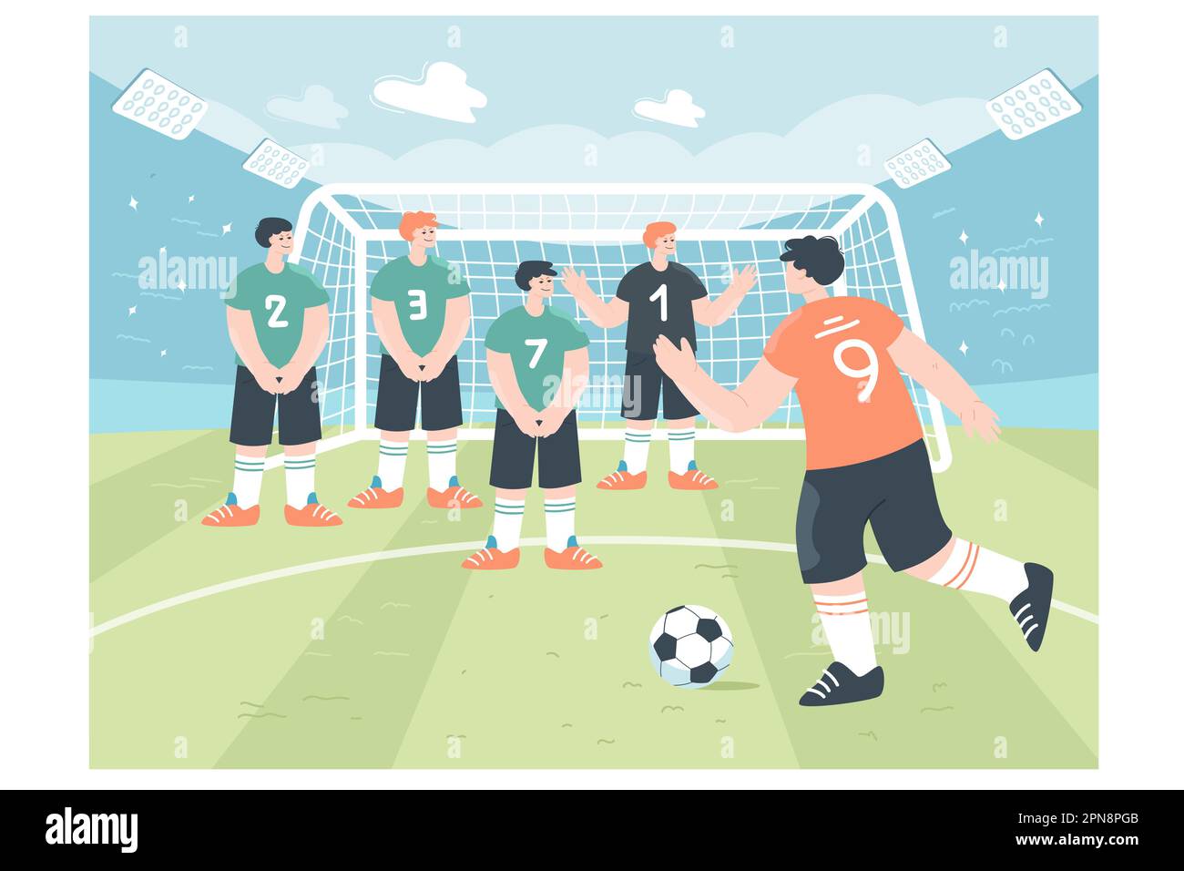 Football team and goalkeeper waiting for penalty kick Stock Vector Image & Art - Alamy