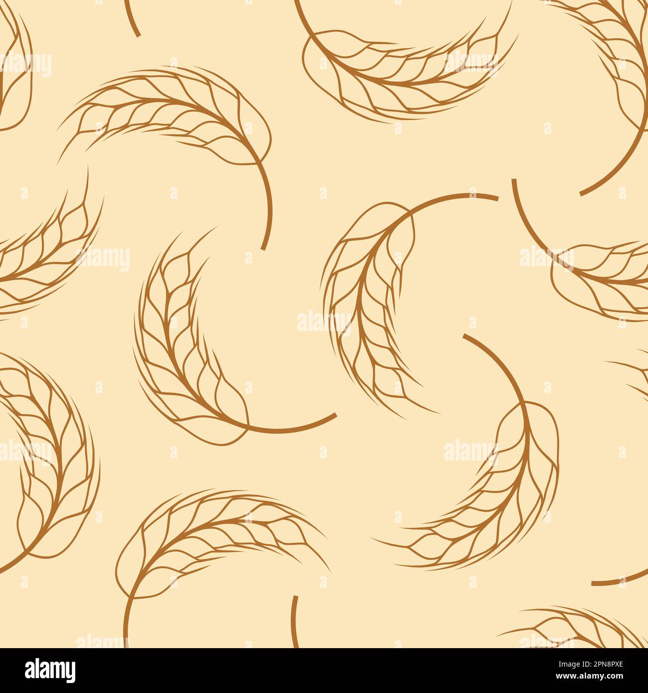 Ear of malt, corn, wheat seamless pattern. Repeating golden agriculture ...