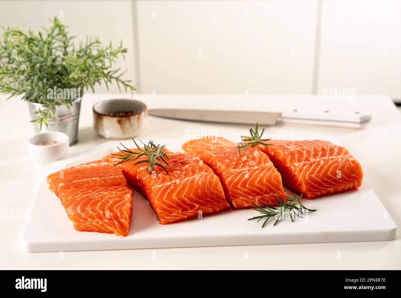 Fresh raw salmon fish fillet Stock Photo - Alamy