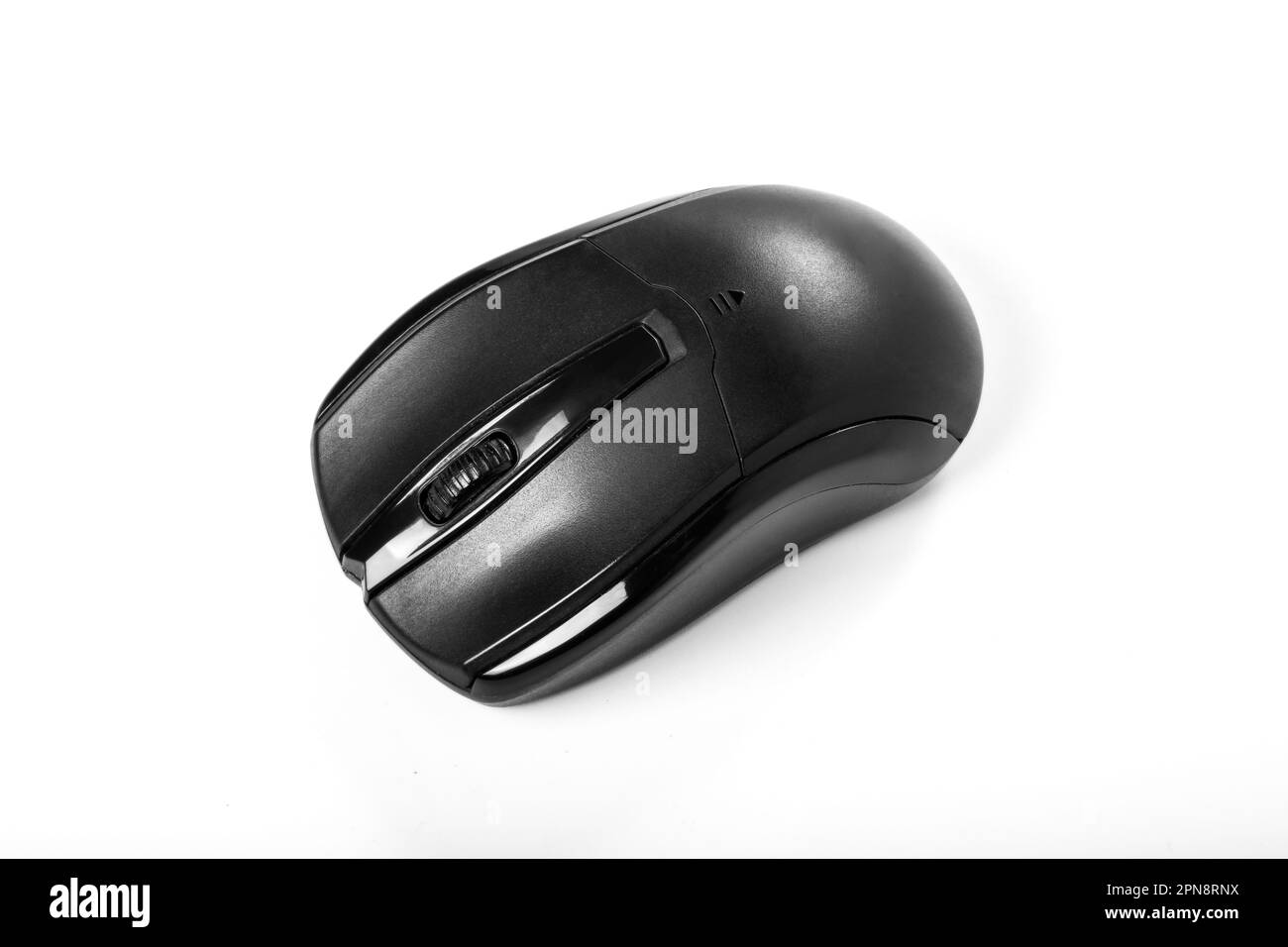 Black wireless mouse on white. Top view Stock Photo - Alamy