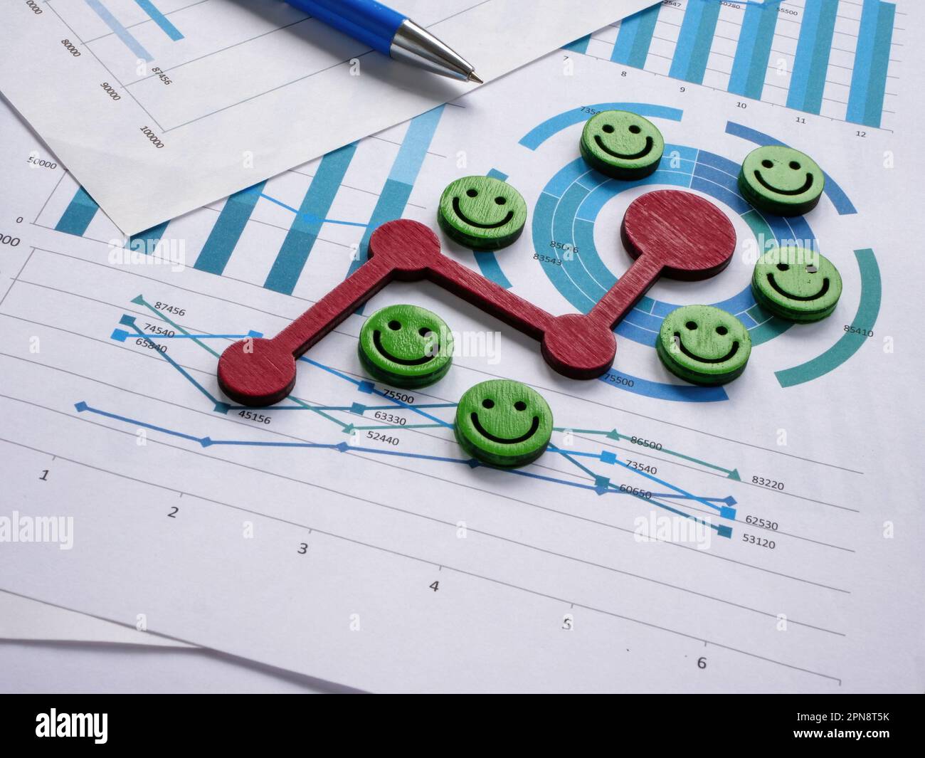 Graphs and curve. Emoticons as a symbol of positive feedback Stock ...