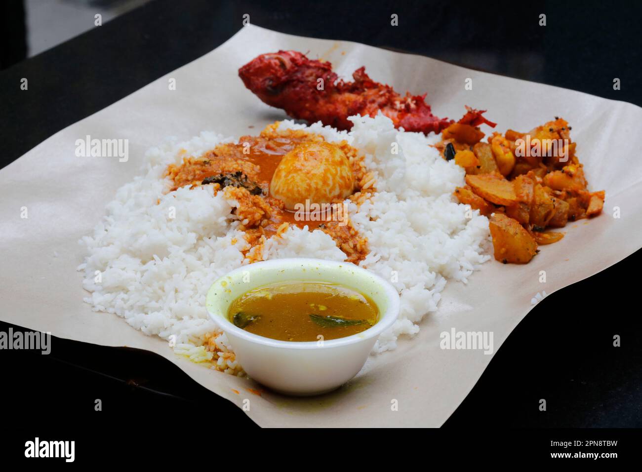 Lunch meal. Indian curry restaurant, Little India. Singapore Stock ...