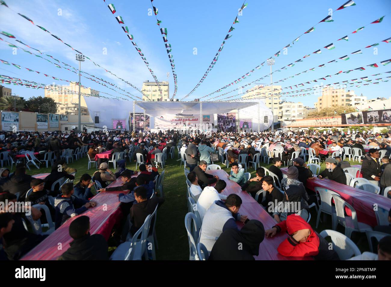 Yahia al-Sinwar (C), the Gaza Strip chief of the Palestinian Islamist ...