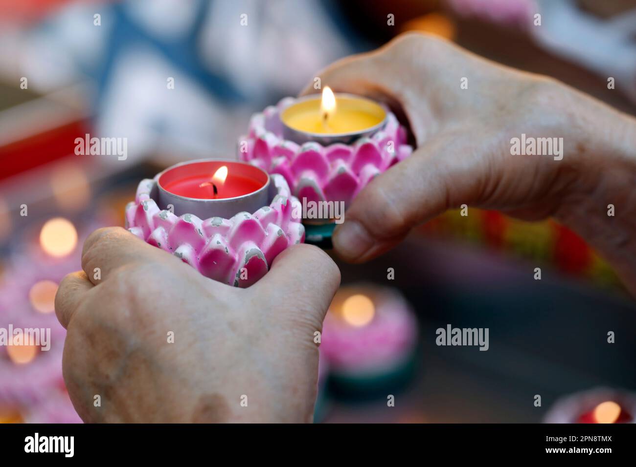 Buddhist Lotus Prayer Candles. Singapore Stock Photo - Alamy