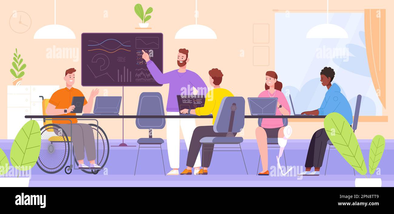 Inclusive office. Inclusion diversity equity workplace, diverse people ...