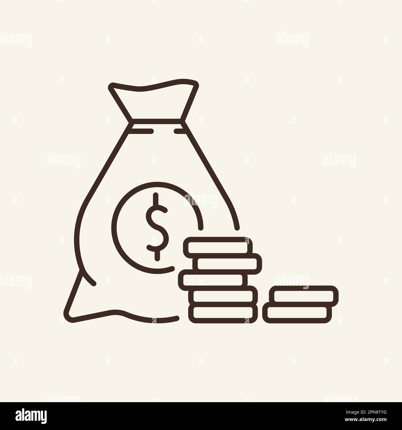 Gold coins icon outline hi-res stock photography and images - Alamy