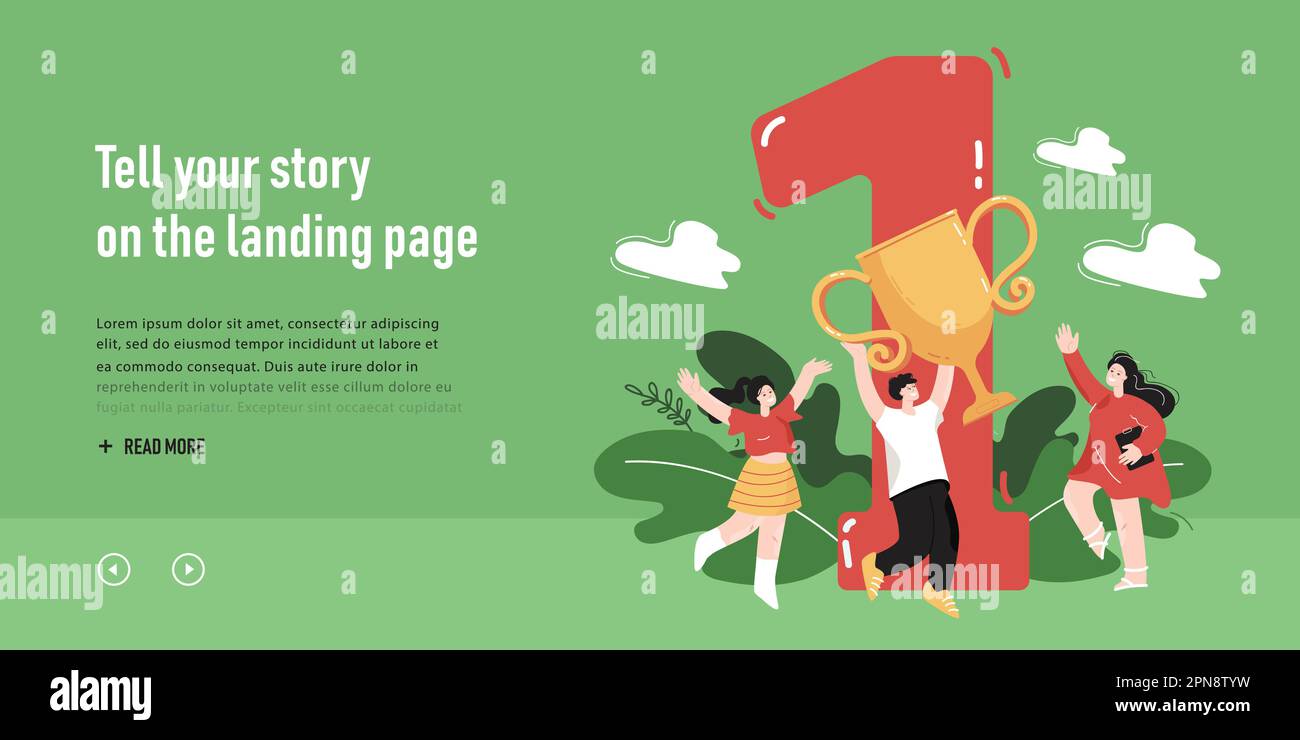 Cartoon champion holding gold cup with number one in background Stock ...