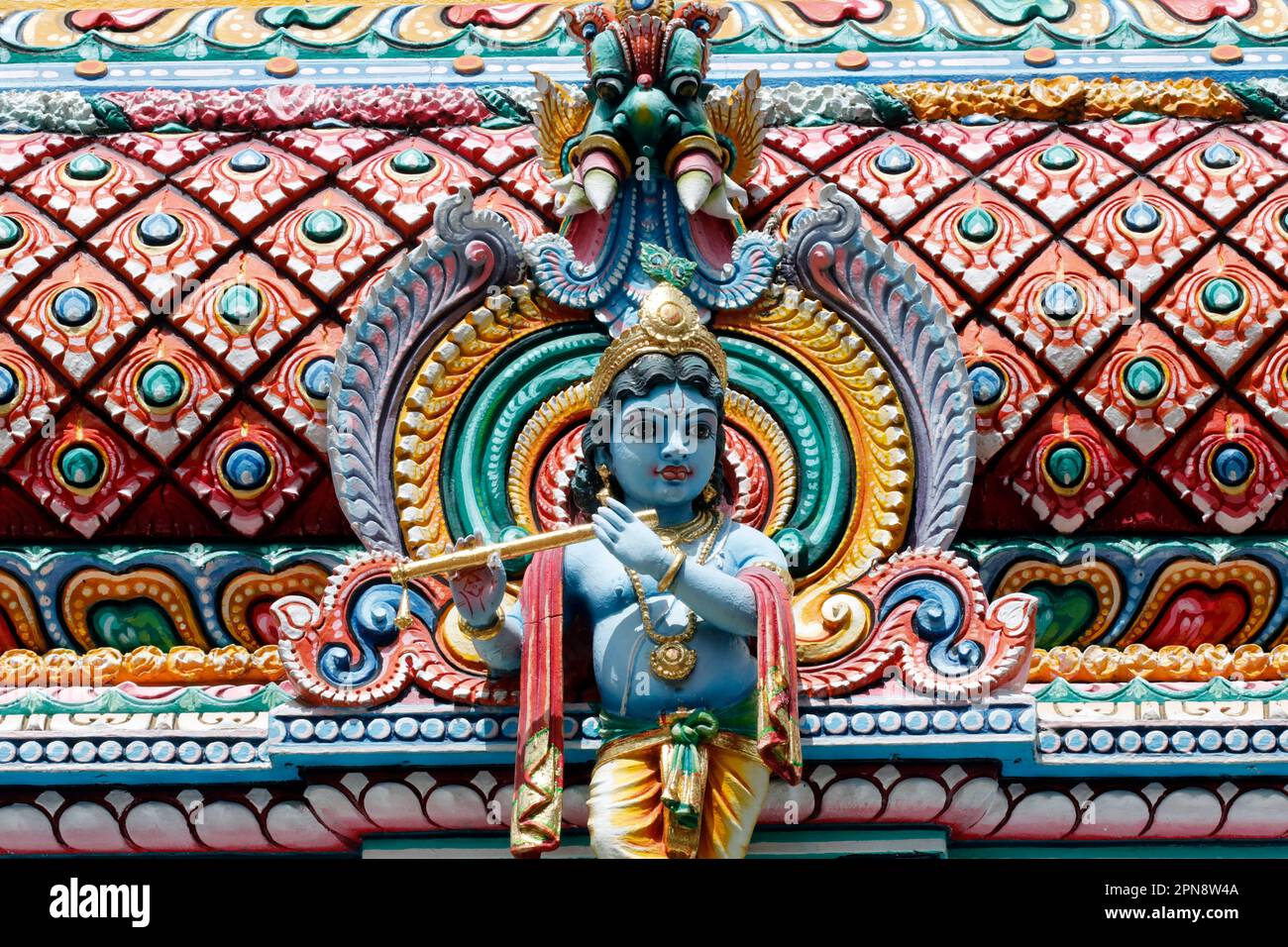 Sri Krishnan hindu temple. One of the most beloved of Hindu gods, blue ...