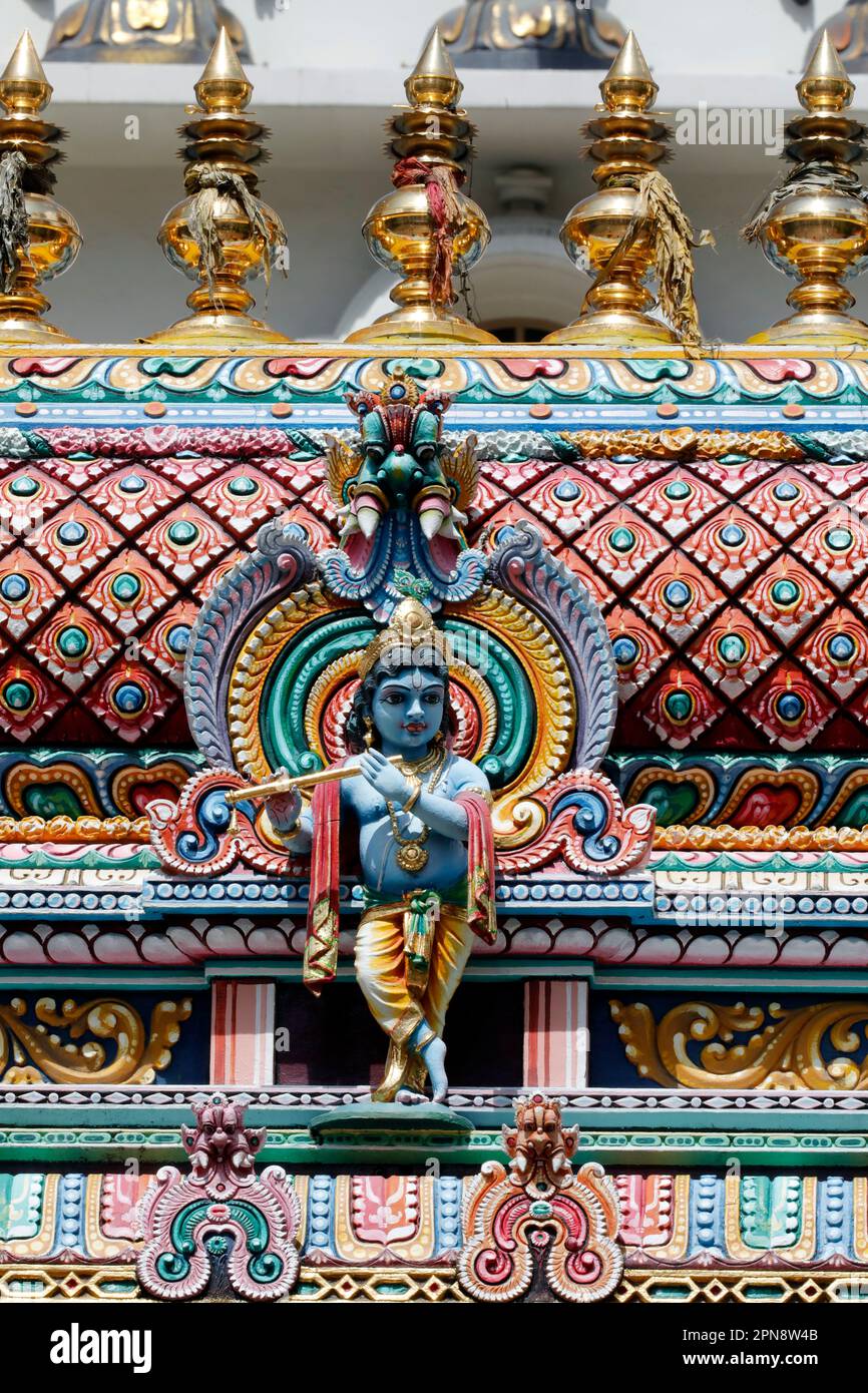 Sri Krishnan hindu temple. One of the most beloved of Hindu gods, blue ...