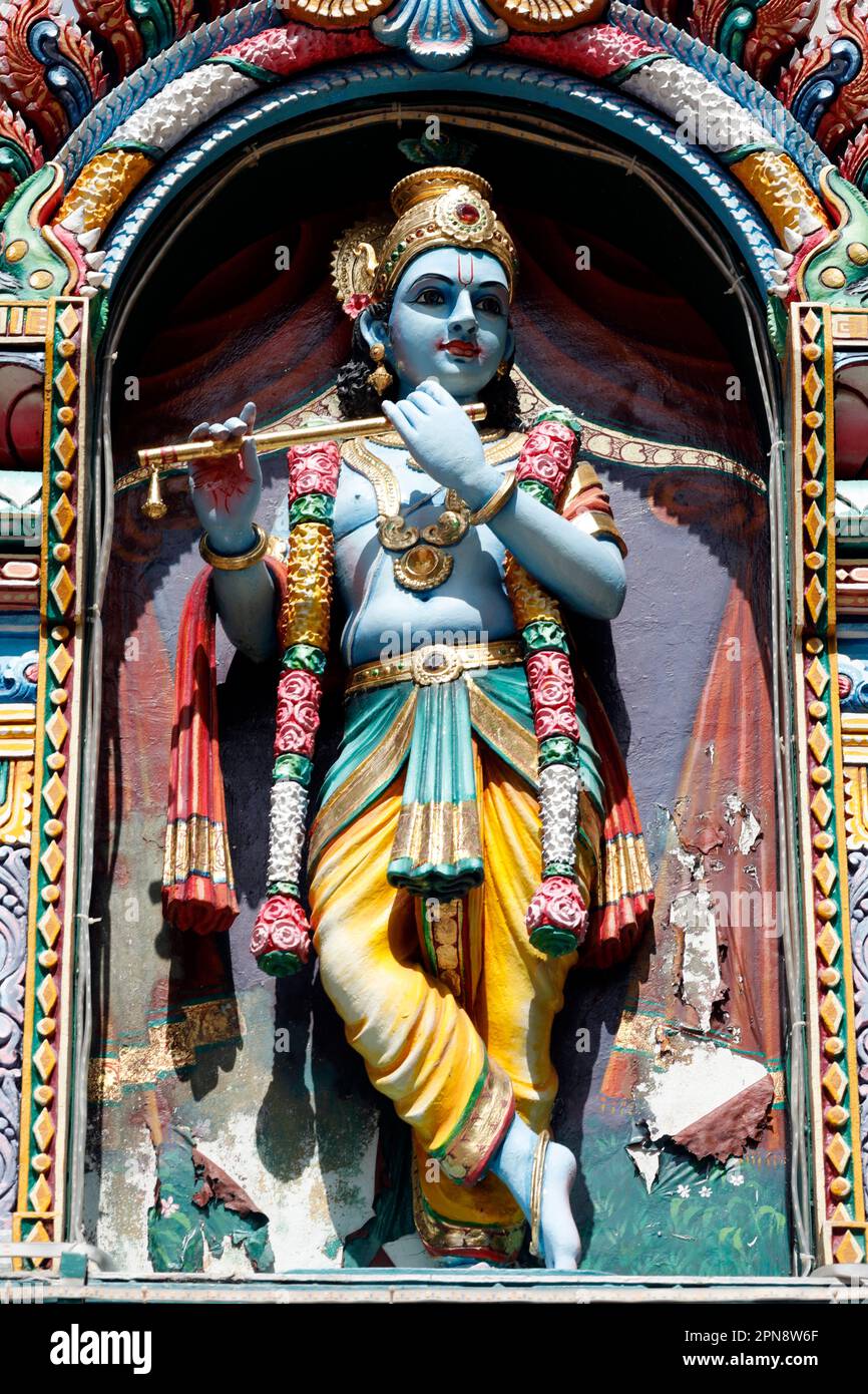 Sri Krishnan hindu temple. One of the most beloved of Hindu gods, blue ...