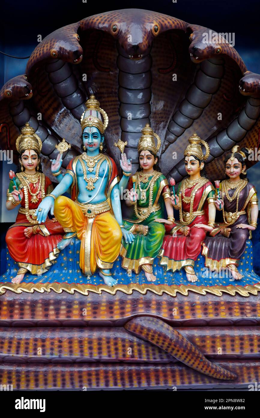 Sri Krishnan hindu temple. One of the most beloved of Hindu gods, blue ...