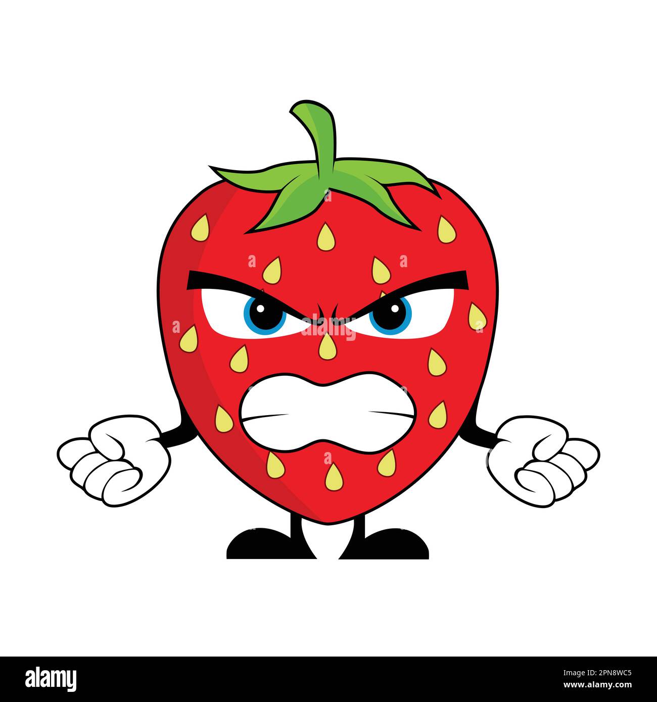 Angry Strawberry Fruit Cartoon Character. Suitable for poster, banner ...