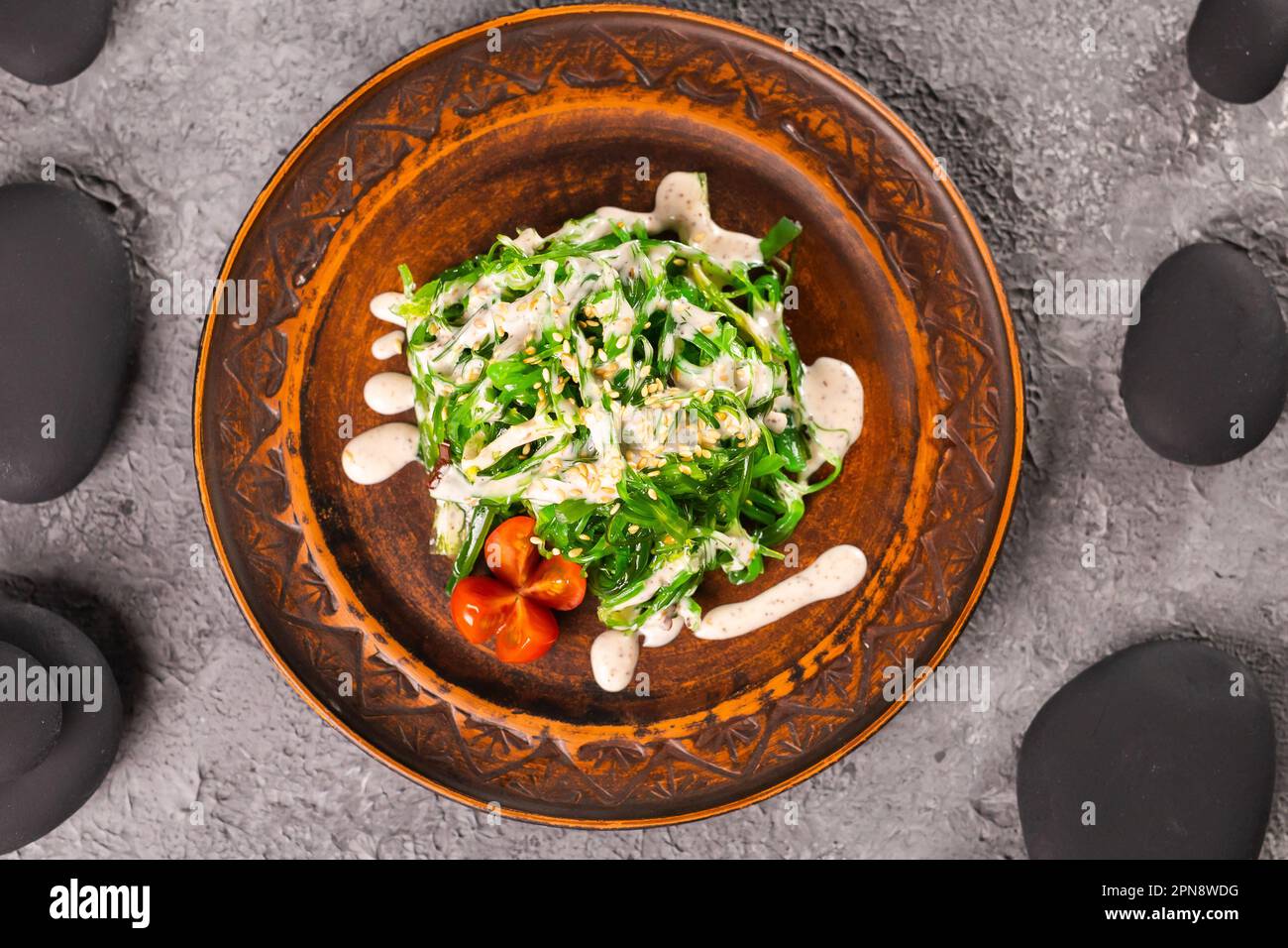 Traditional Japanese wakame salad with sesame seeds - asian food ...