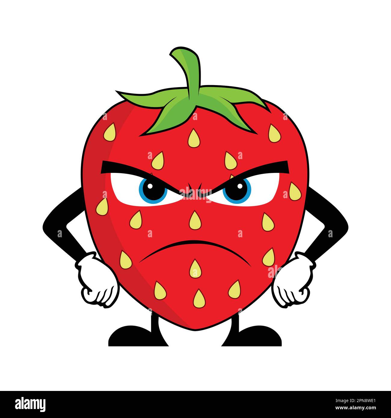 Angry Strawberry Fruit Cartoon Character. Suitable for poster, banner ...