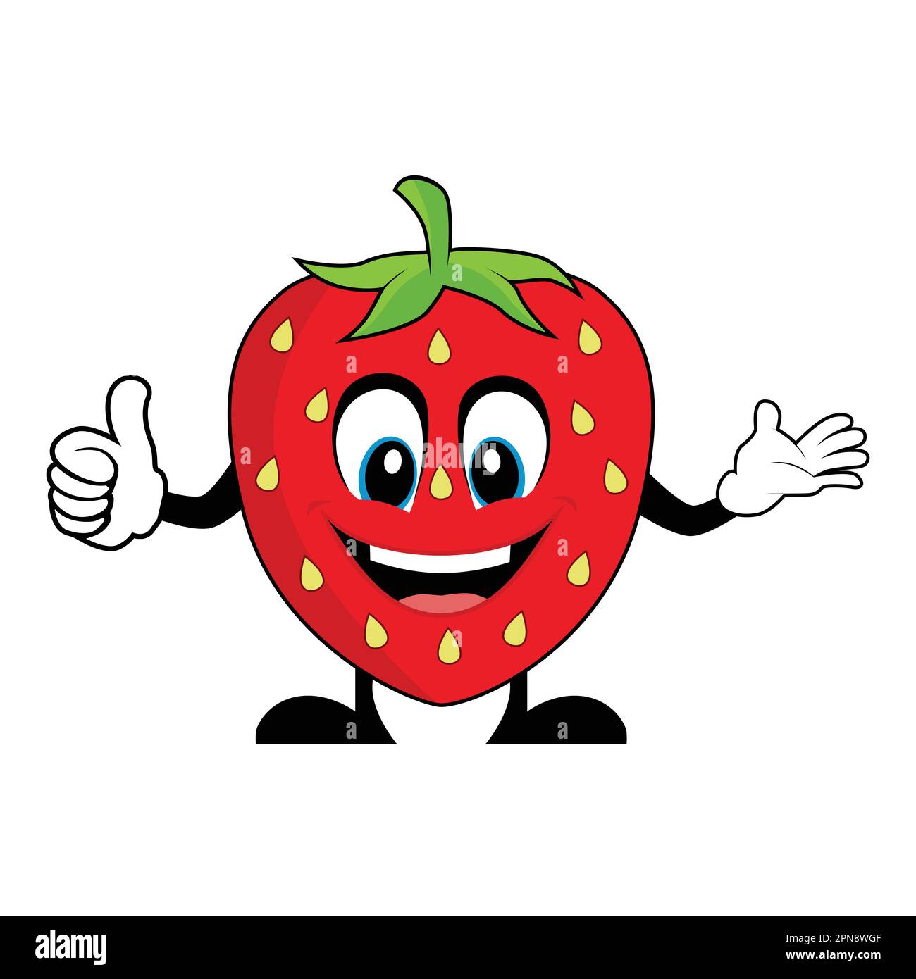 Strawberry Cartoon Character Giving Thumbs Up. Suitable for poster ...